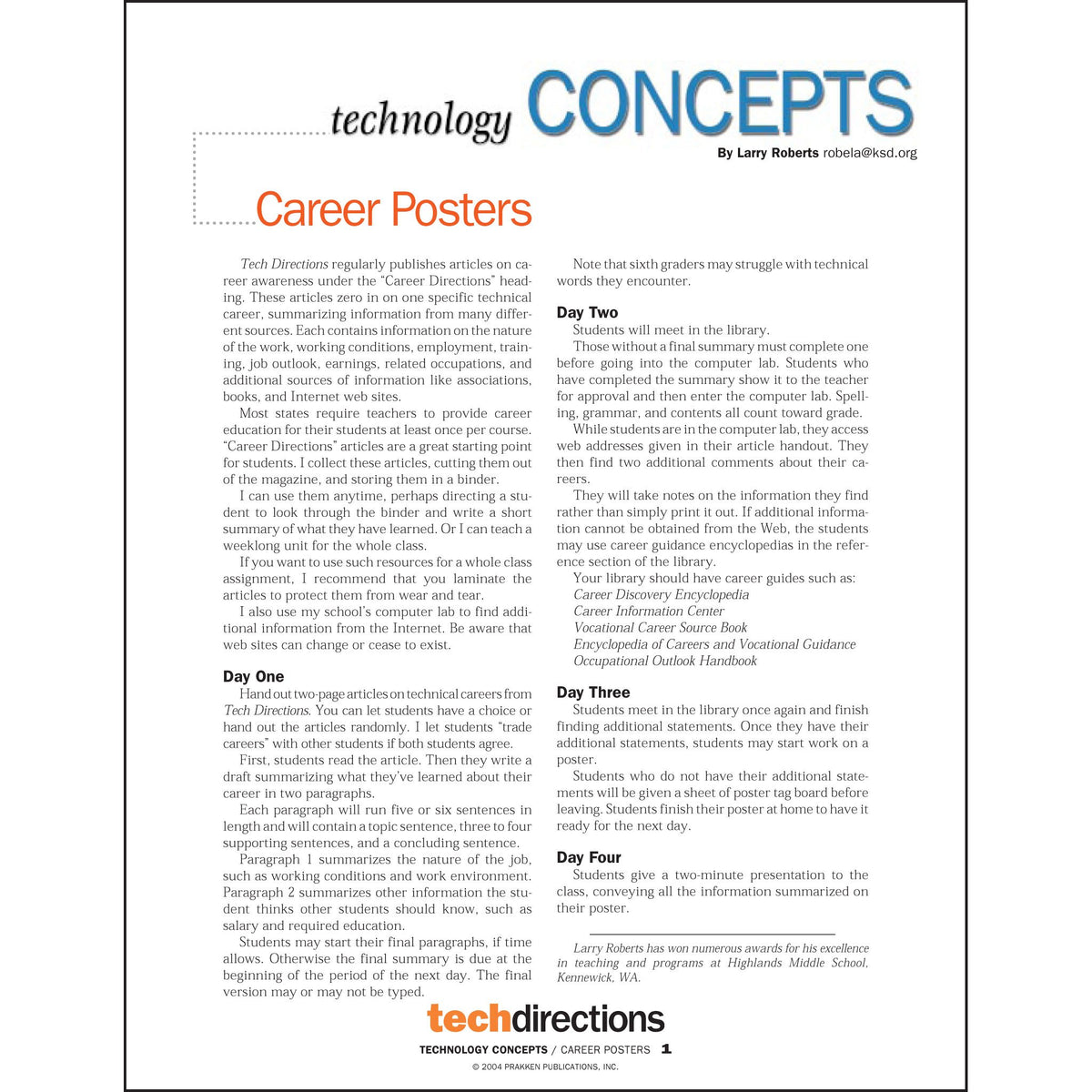 Career Posters Classroom Project pdf – Tech Directions Books & Media