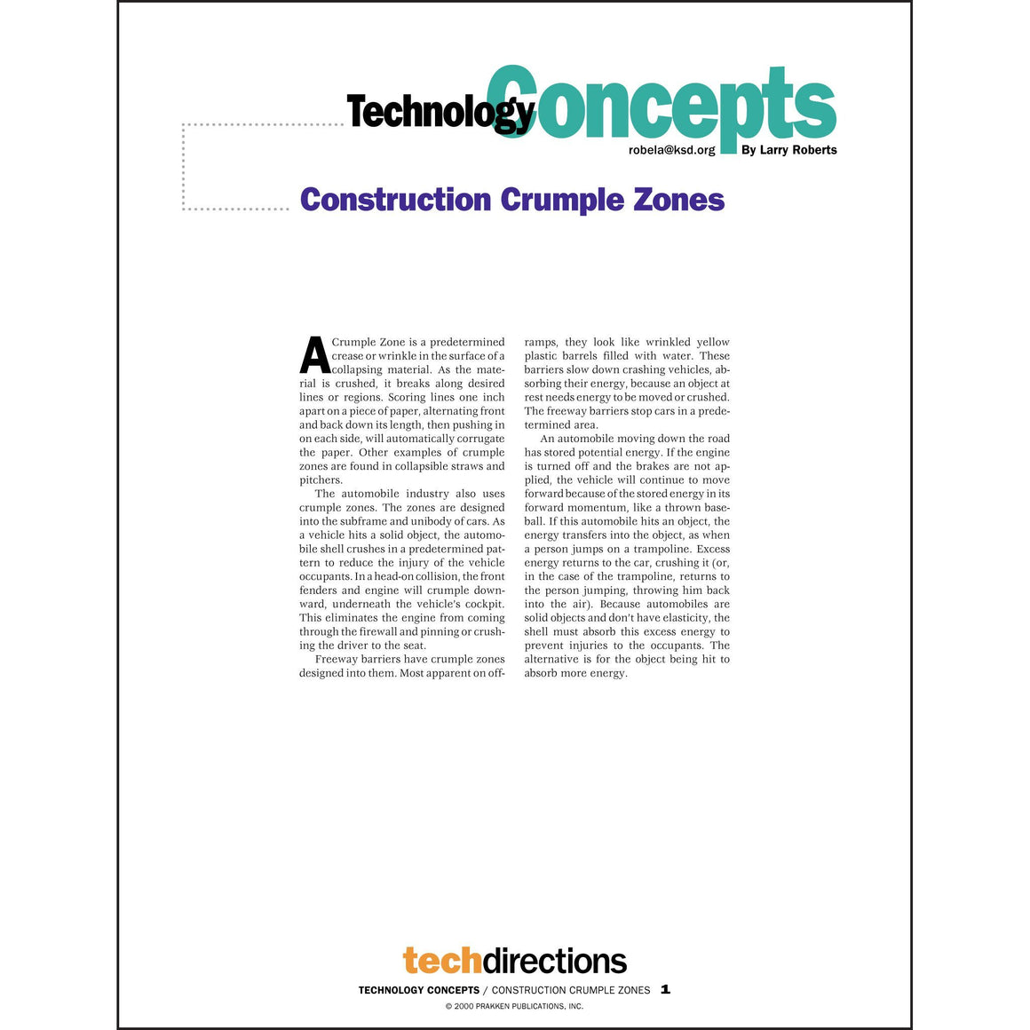 Construction Crumple Zones Classroom Project pdf – Tech Directions ...