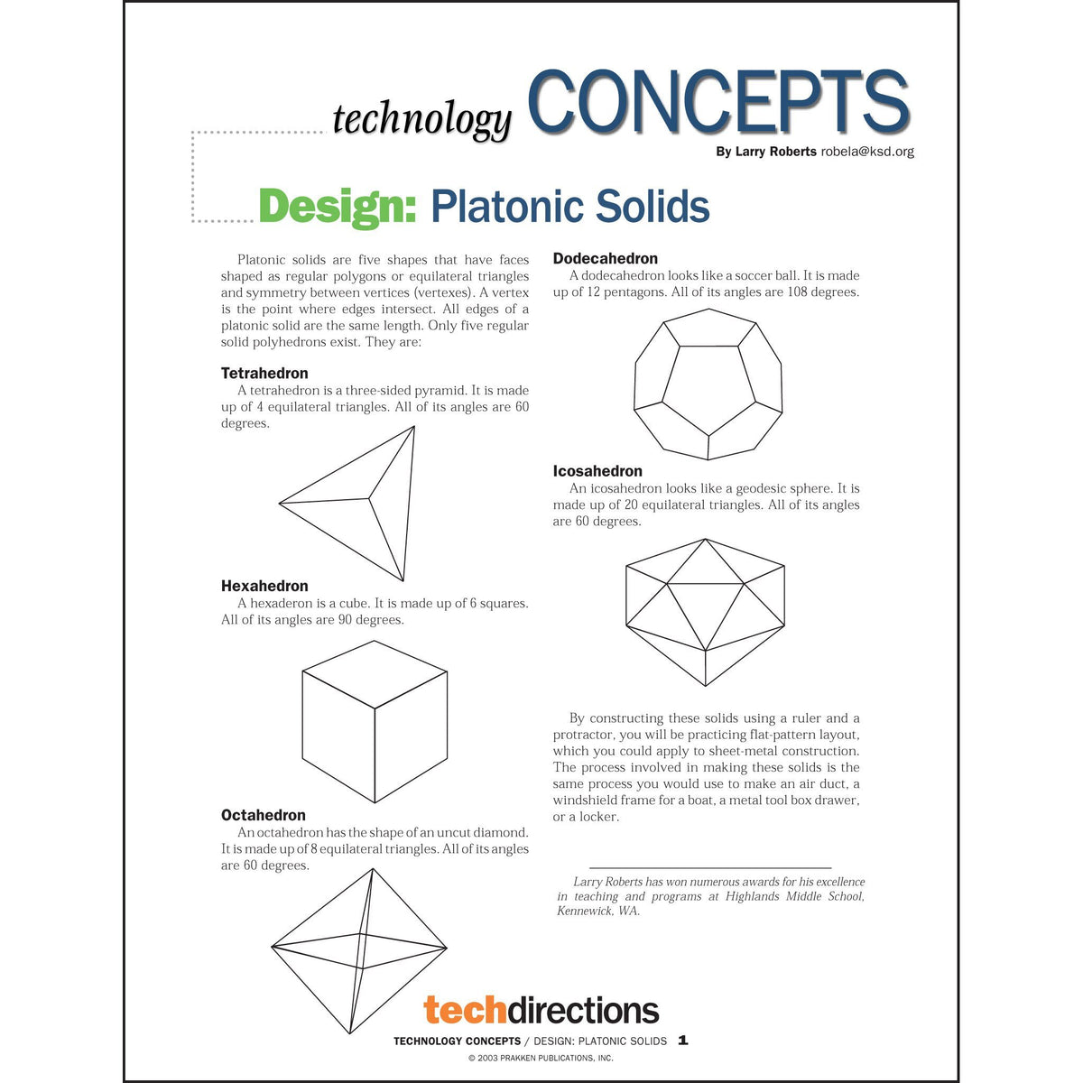 Design: Platonic Solids Classroom Project pdf – Tech Directions Books ...