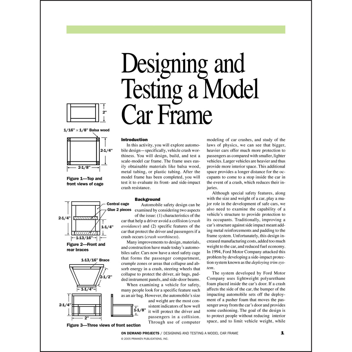 Designing and Testing a Model Car Frame Classroom Project pdf – Tech ...