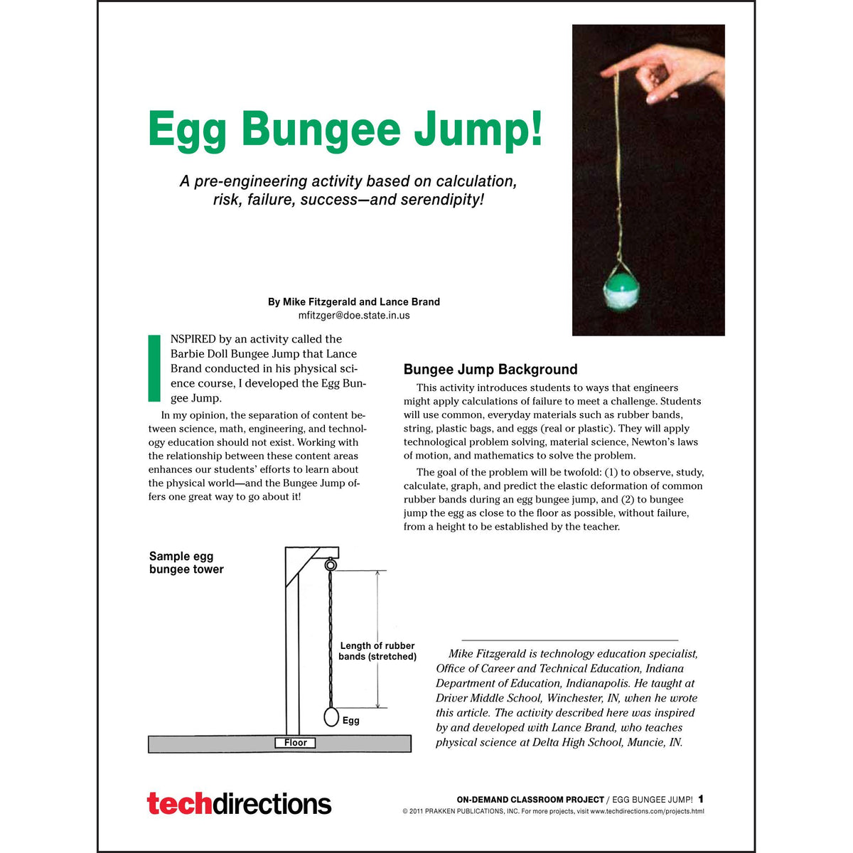 Egg Bungee Jump! Classroom Project pdf – Tech Directions Books & Media