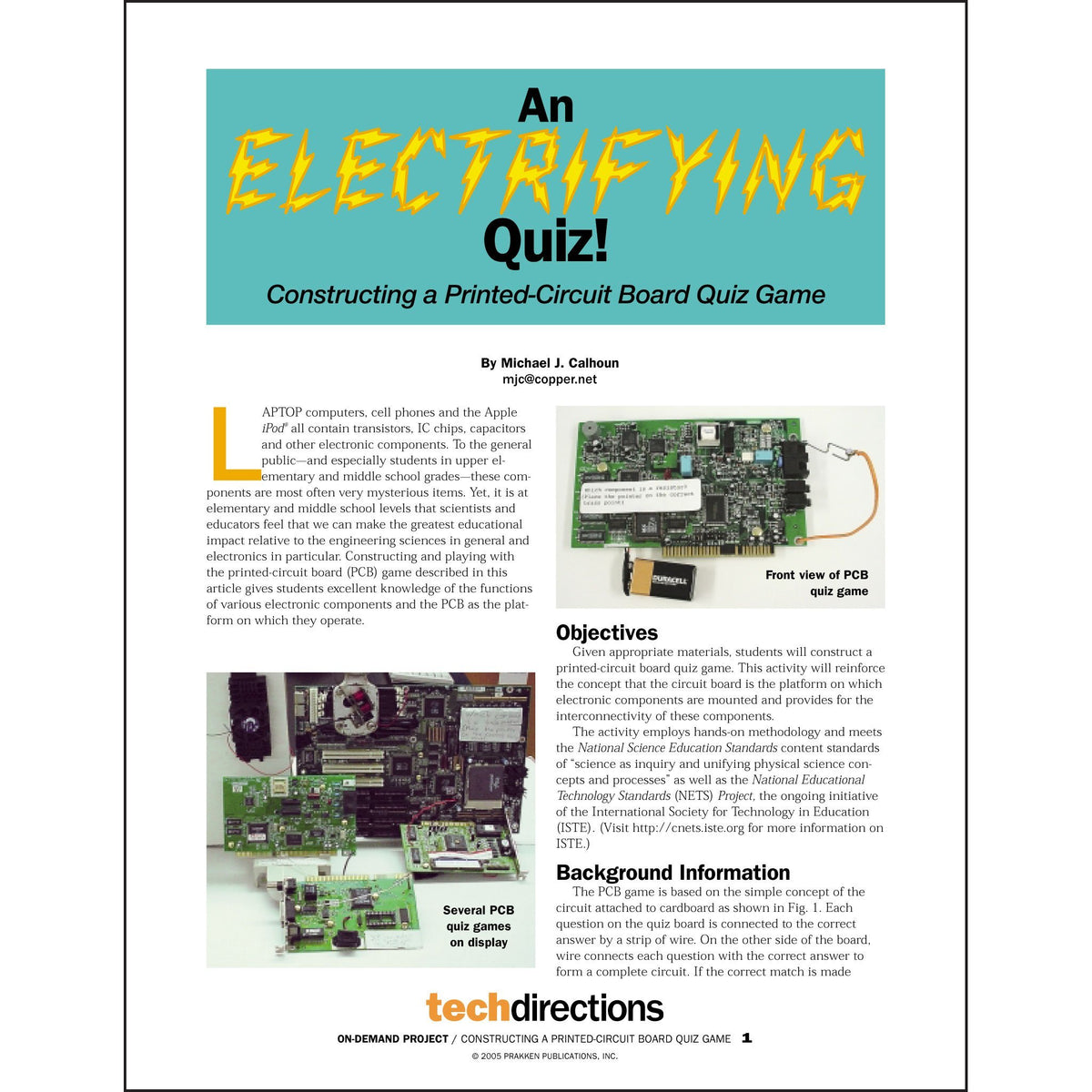 Electrifying Quiz! Constructing a Printed-Circuit Board Quiz Game Clas ...