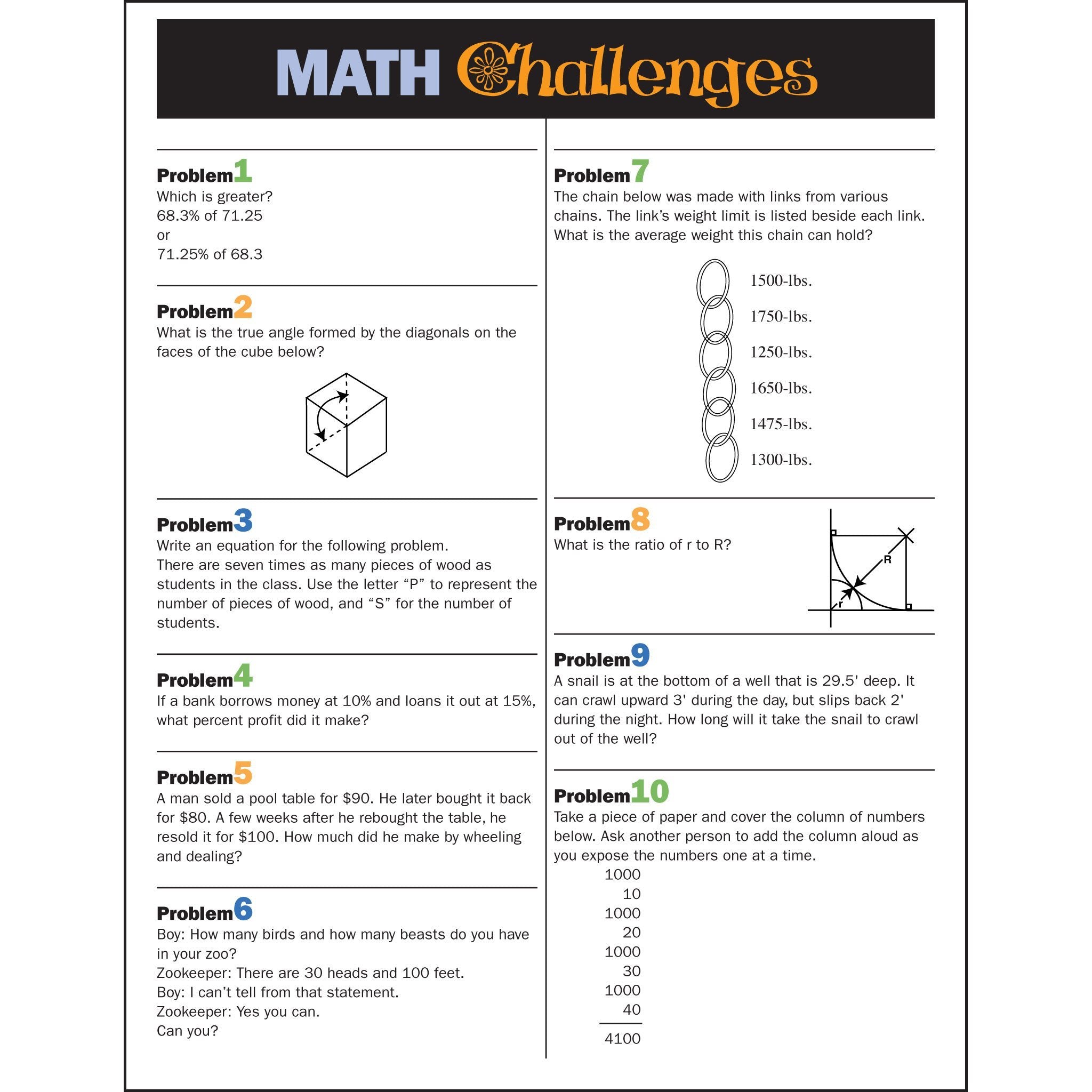Math Challenge Worksheets