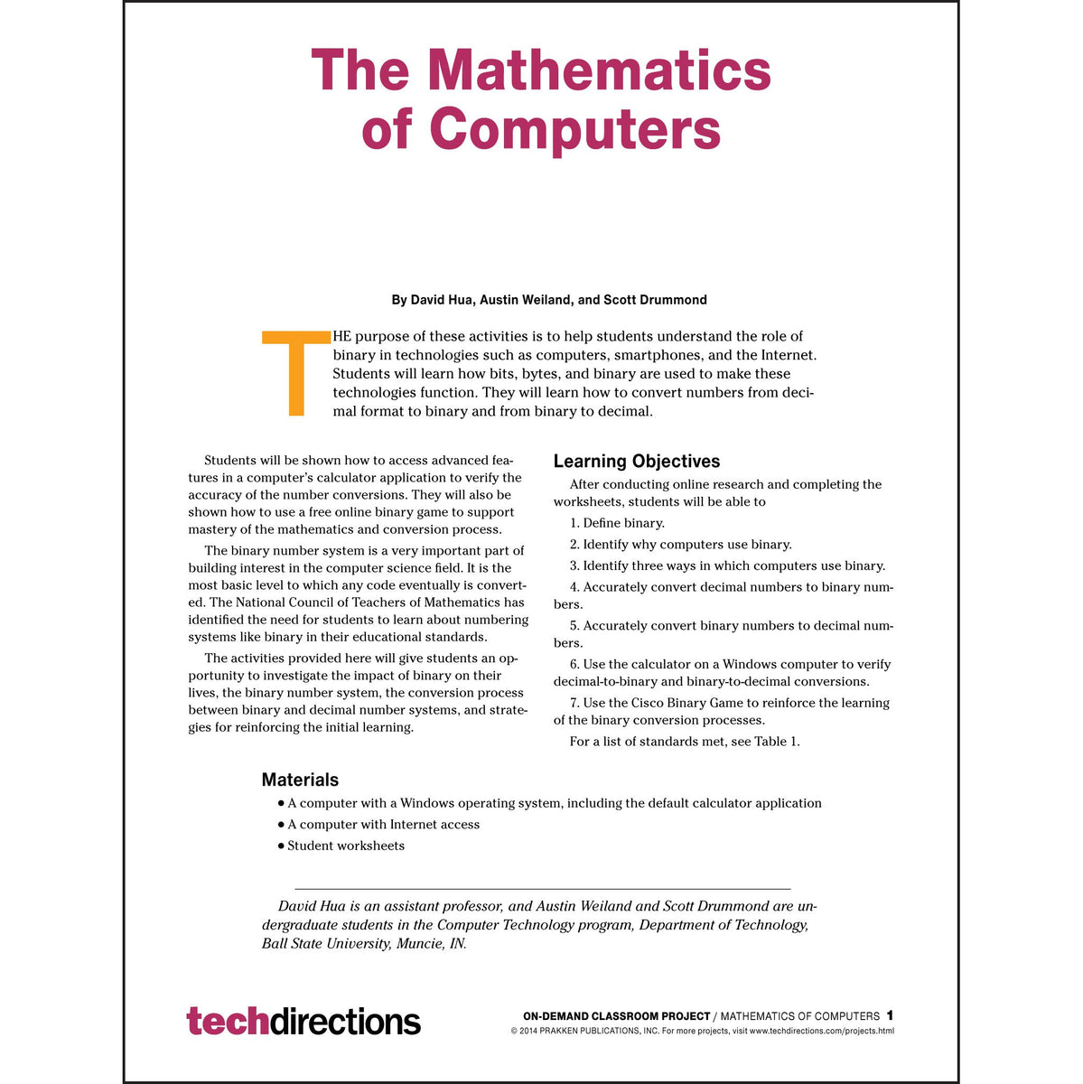 Mathematics of Computers Classroom Project pdf – Tech Directions Books ...