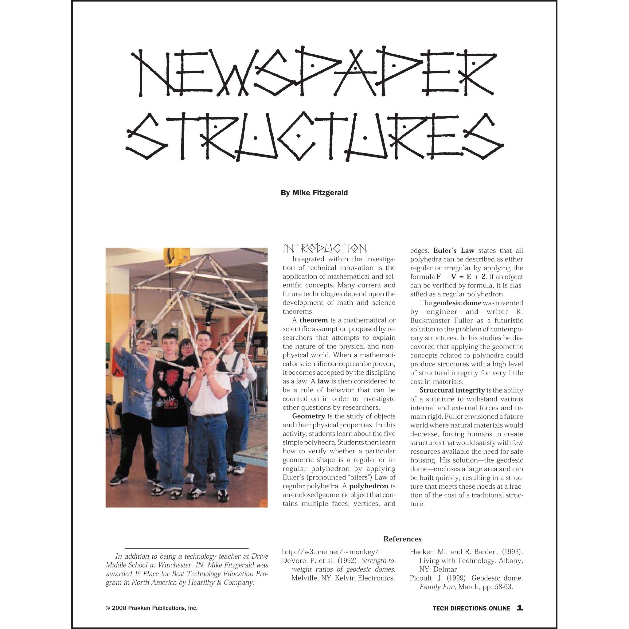 Newspaper Structures Classroom Project pdf – Tech Directions Books & Media