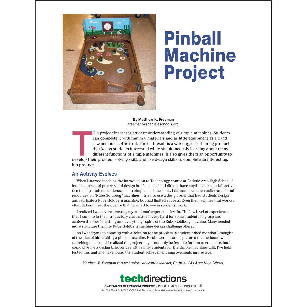 Pinball Machine Project pdf – Tech Directions Books & Media