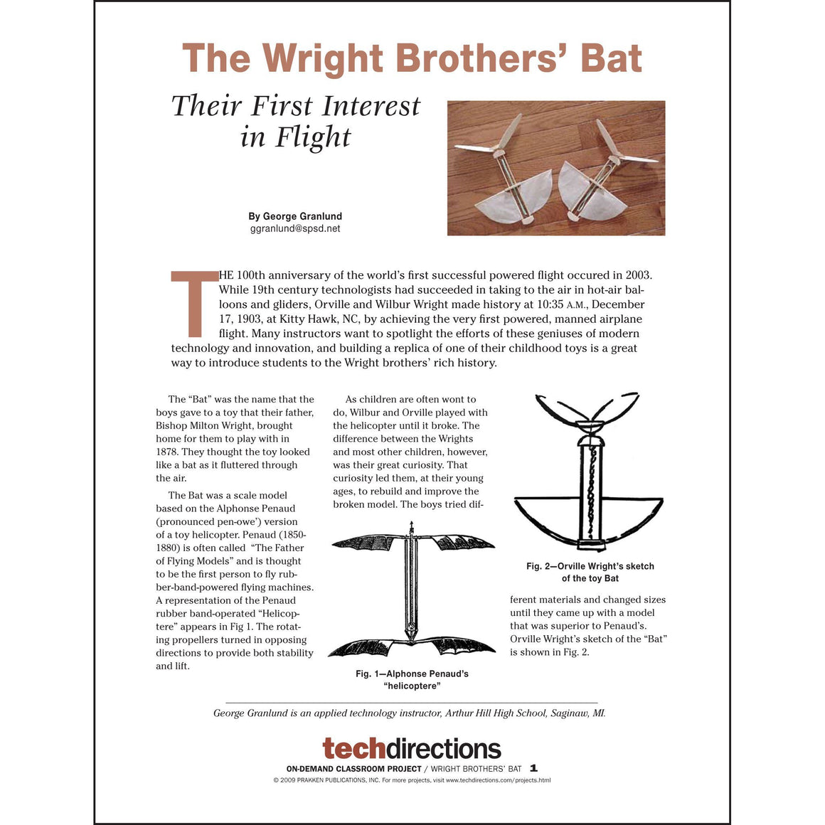 Wright Brothers' Bat Classroom Project pdf – Tech Directions Books & Media